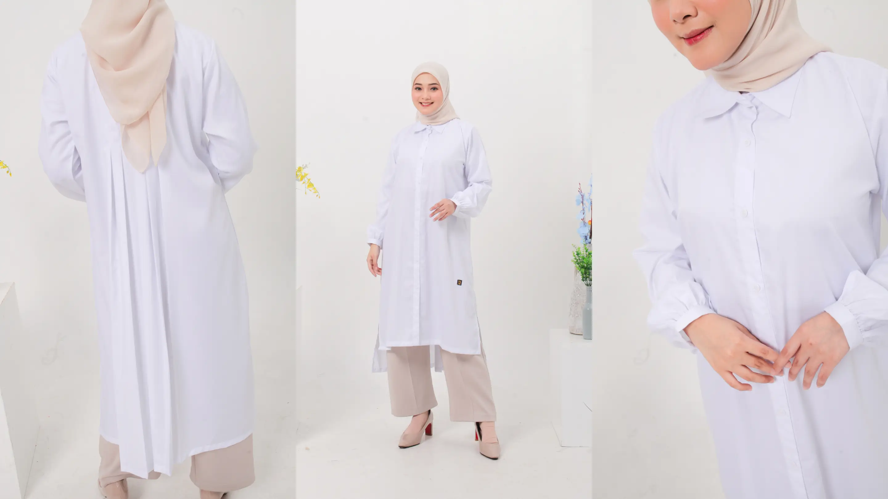 Inspirasi Gamis Modern Warna Putih yang Elegan dan Stylish - DTHREE